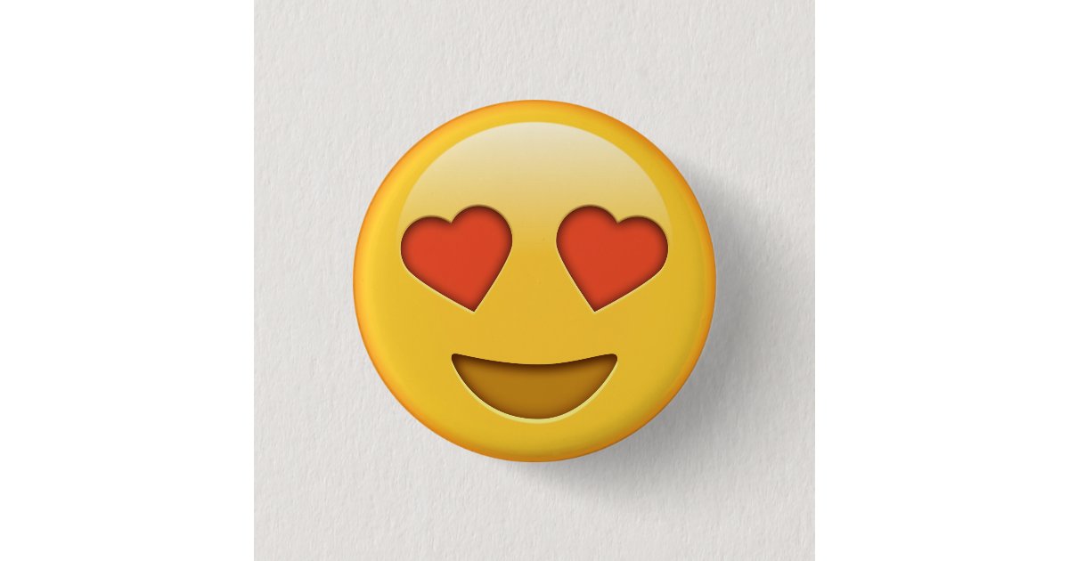 Funny love hearts emoji button | Zazzle