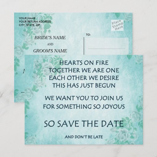 Funny love poem save the date postcard poetry | Zazzle