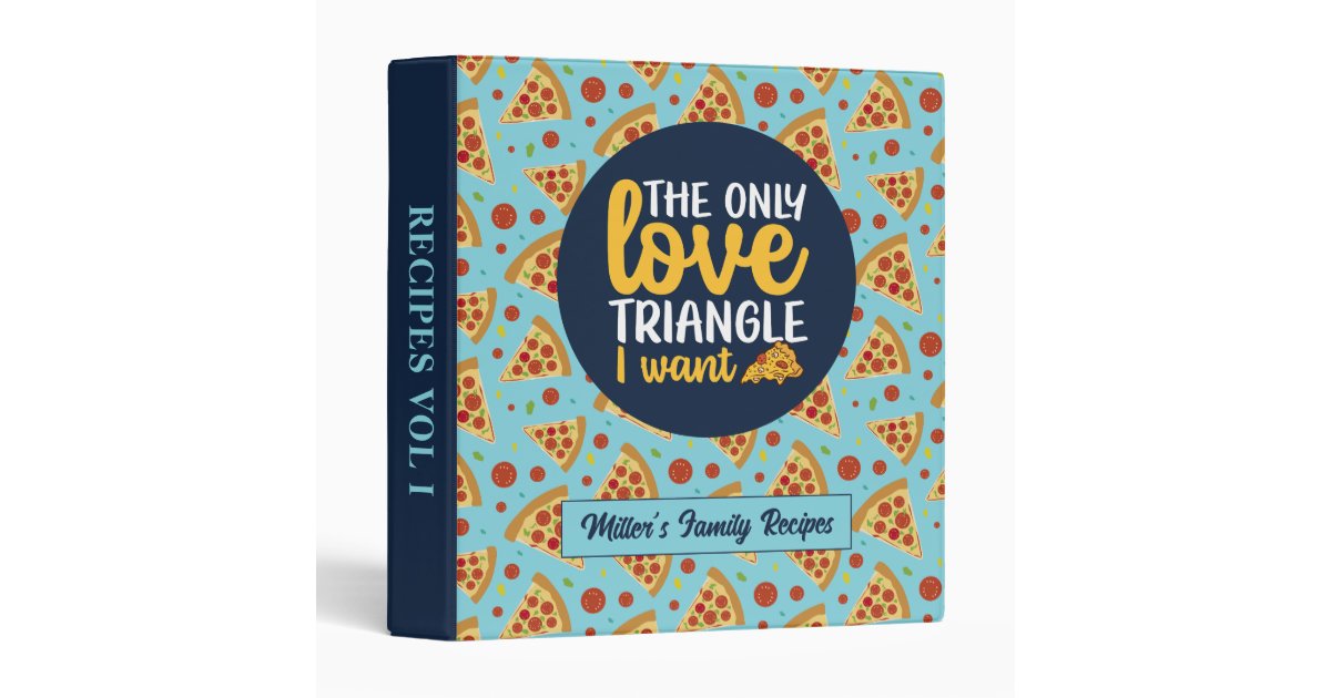 Funny Love Triangle Food Pun Pizza Pattern 3 Ring Binder | Zazzle