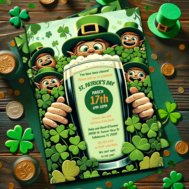 Funny Lucky Leprechauns St. Patrick's Day Party Invitation | Zazzle