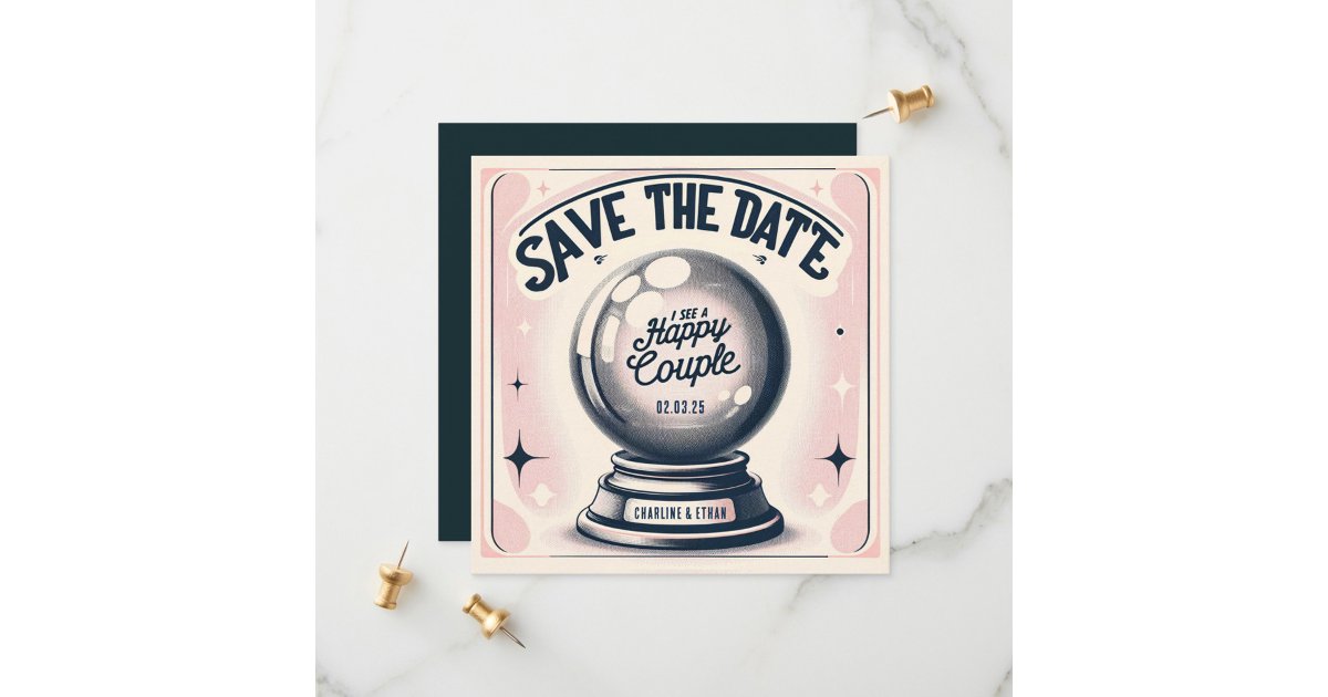 Funny Magic Ball Pink Dark blue Save the date | Zazzle