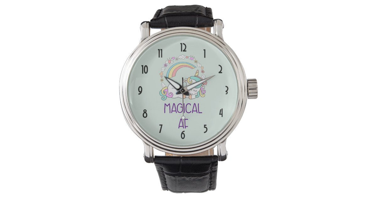 Funny - Magical AF. Unicorn,Rainbow & Cutesy Stuff Watch | Zazzle
