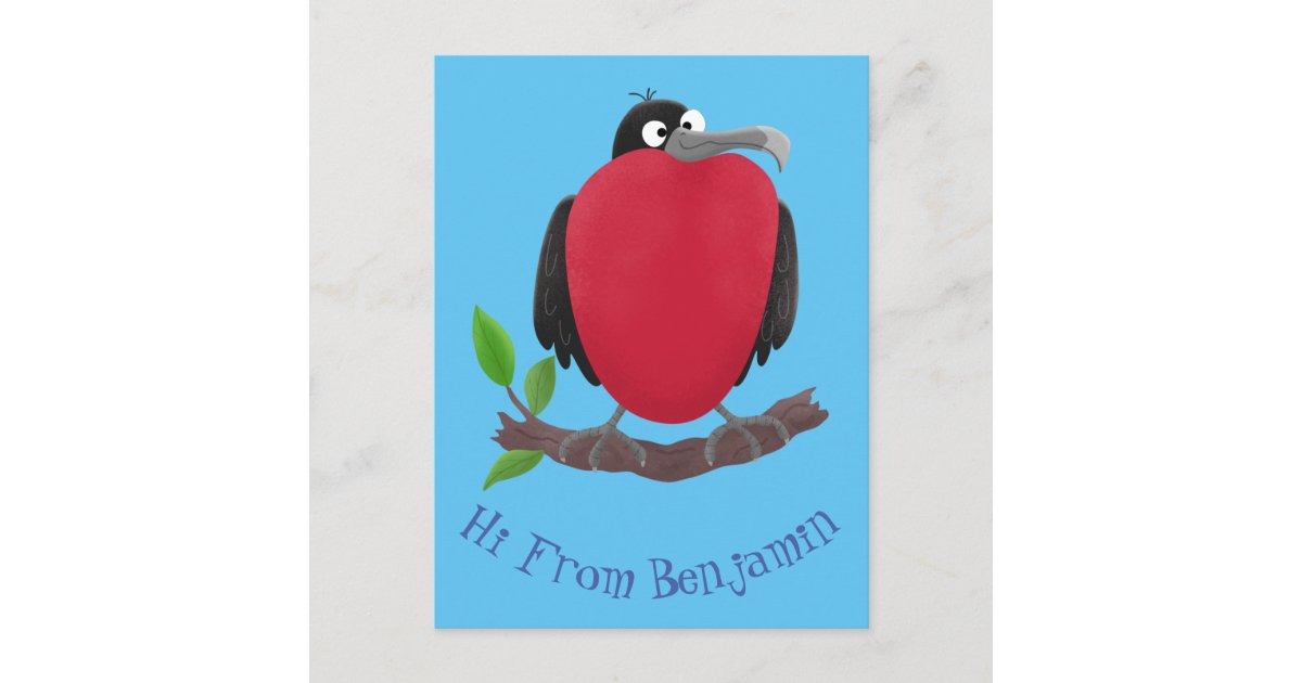 Funny magnificent frigate bird cartoon postcard | Zazzle