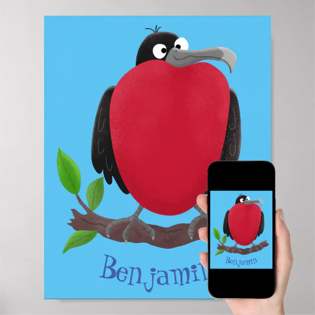 Funny magnificent frigate bird cartoon poster | Zazzle
