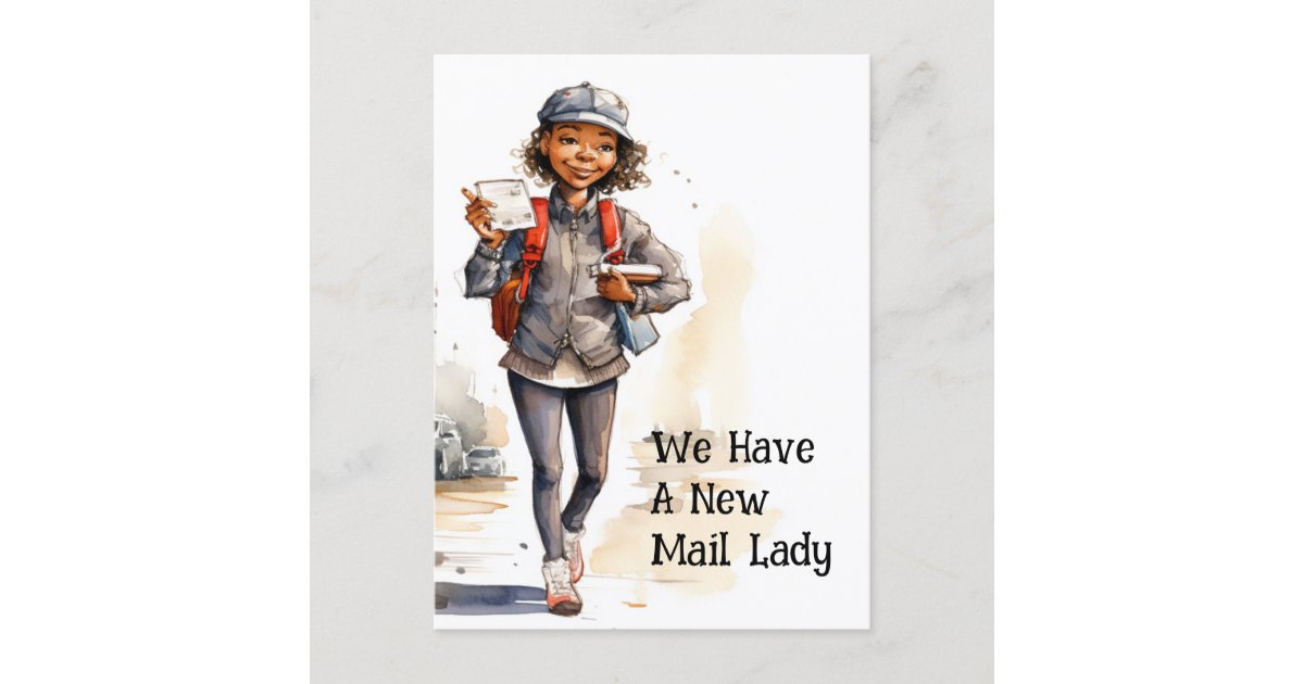 Funny Mail Lady Moving Announcement Postcard | Zazzle