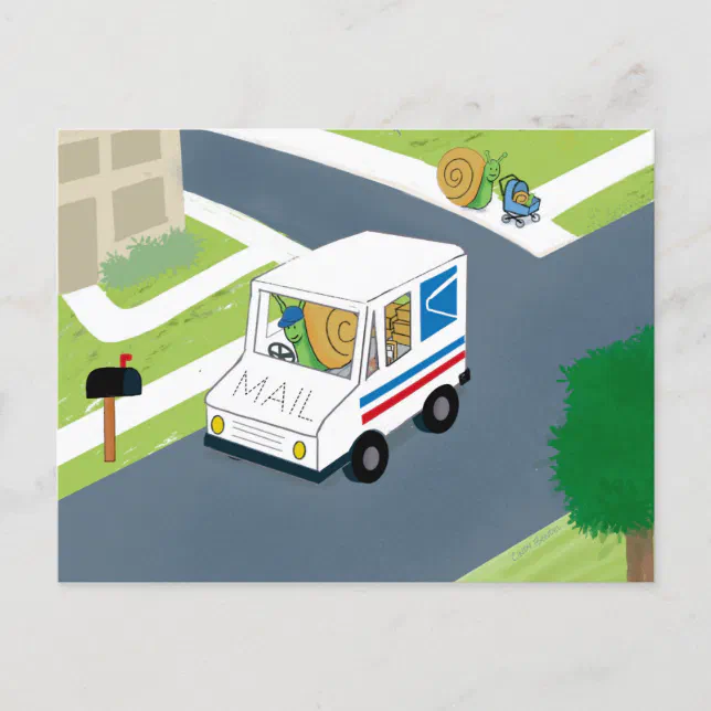Funny Mail Man Mail Lady Thank You Snail Mail Postcard | Zazzle