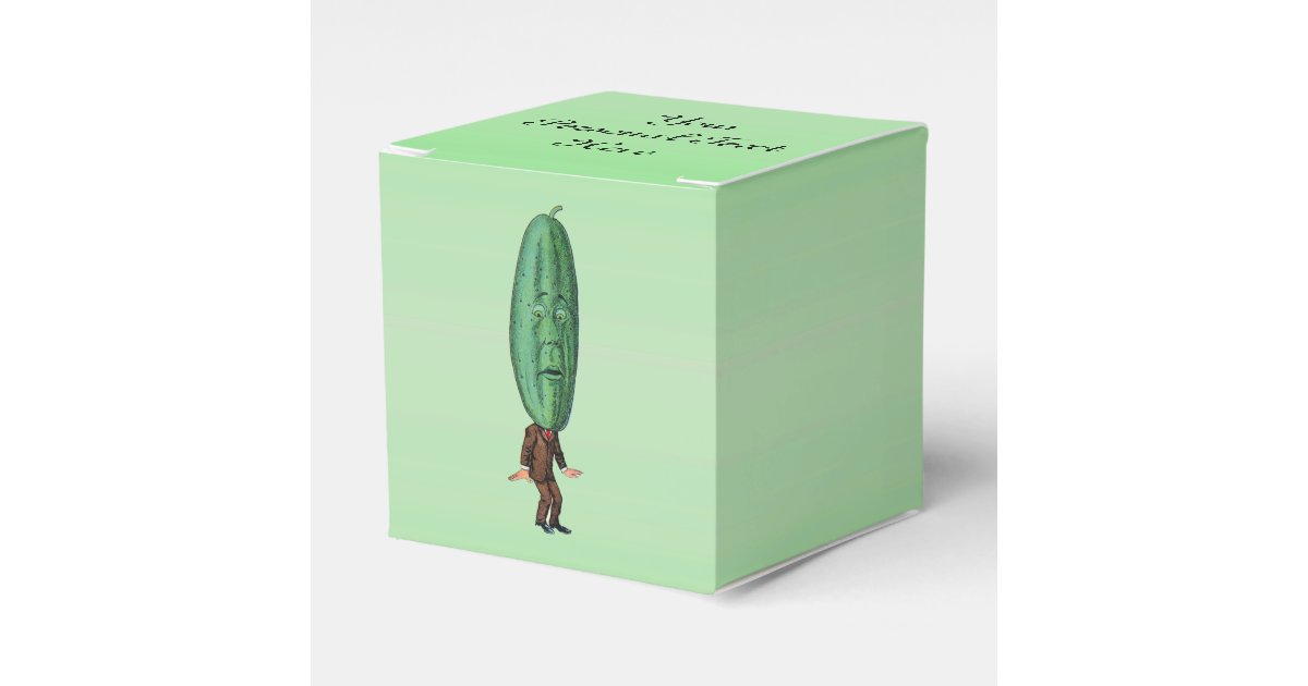 Funny Man Big Pickle Head Brown Suit Green Favor Boxes | Zazzle