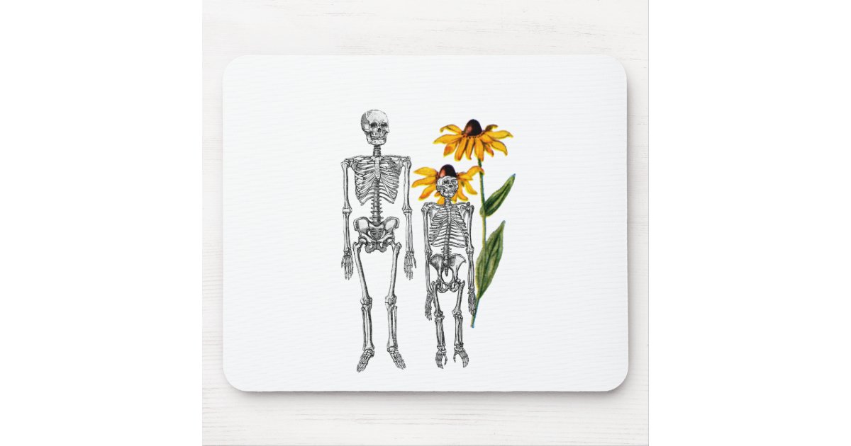 Funny Man Chimpanzee Skeleton Black Eyed Susan Mouse Pad | Zazzle