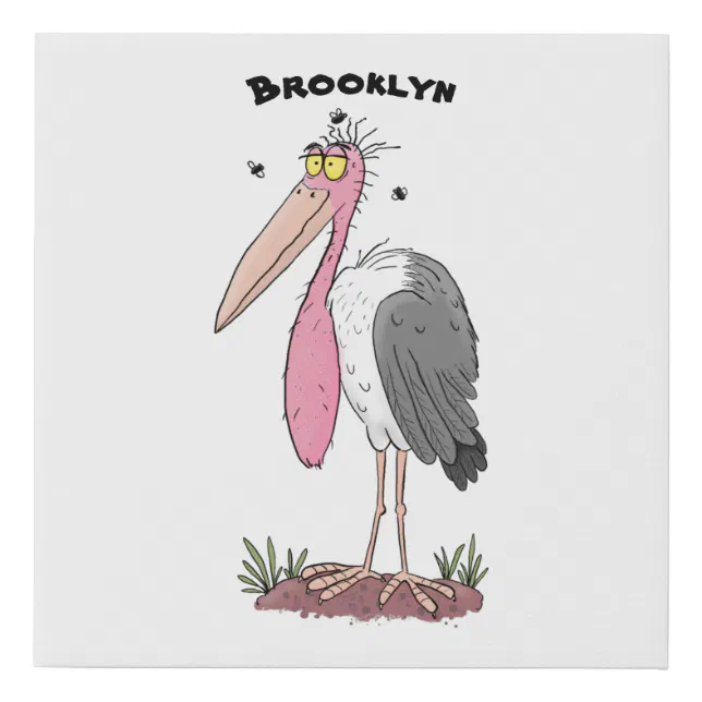Funny marabou stork cartoon faux canvas print | Zazzle