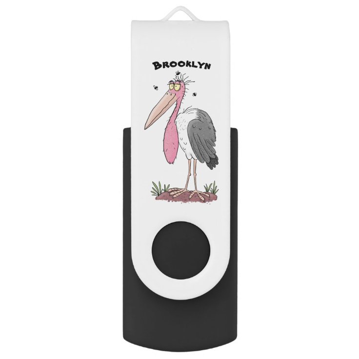 Funny marabou stork cartoon flash drive | Zazzle