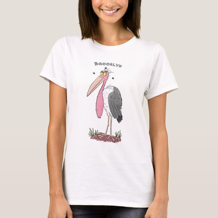 Funny marabou stork cartoon T-Shirt | Zazzle