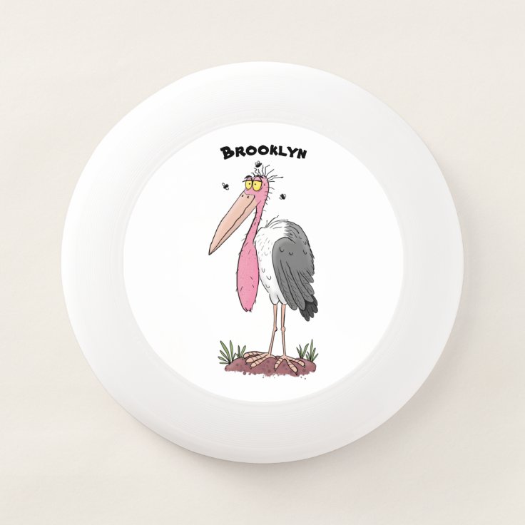 Funny marabou stork cartoon Wham-O frisbee | Zazzle
