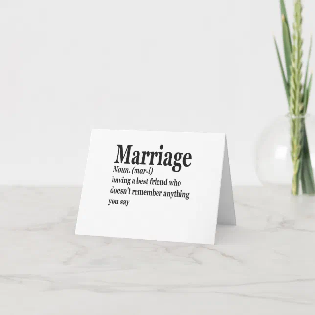 Funny Marriage Definition Couple Husband Wife Gift Thank You Card | Zazzle