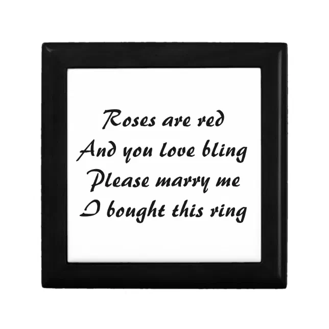 Funny Marriage Proposal Poem on Ring Gift Box | Zazzle