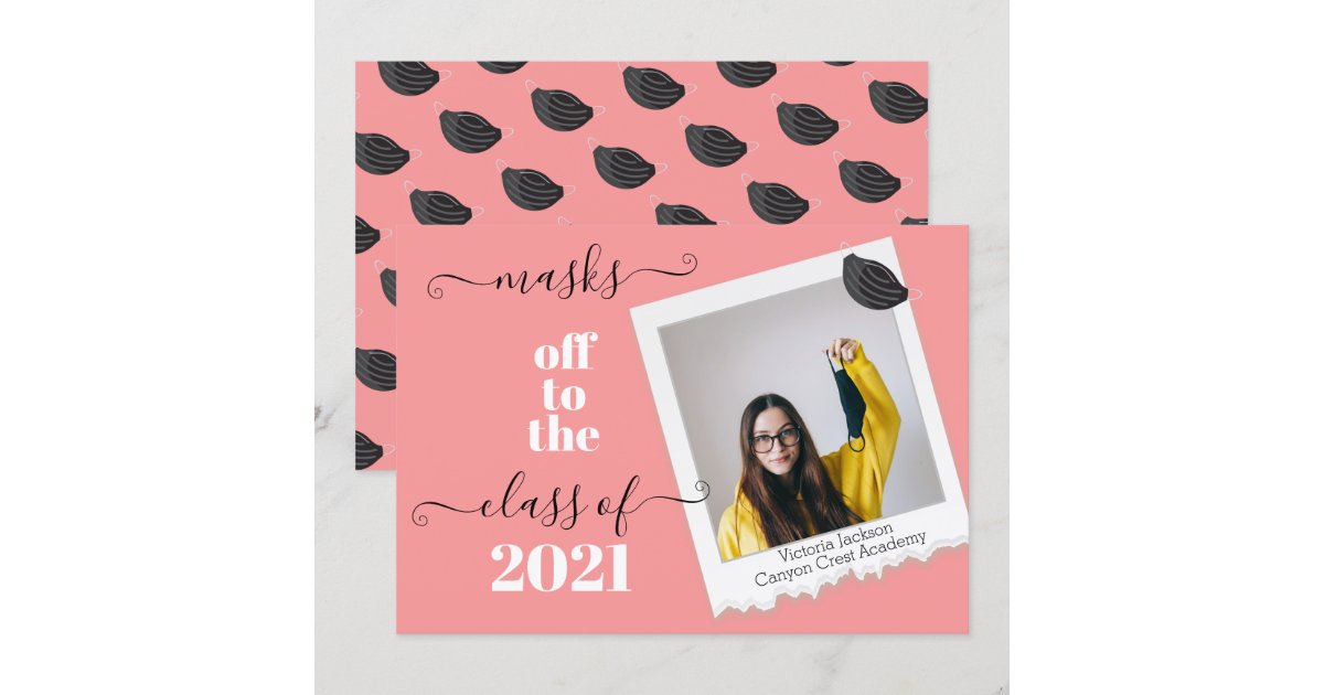 Funny Masks off Graduation photo Invitation | Zazzle