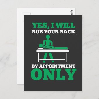 Funny Massage Therapist - I Will Rub Your Back Postcard | Zazzle
