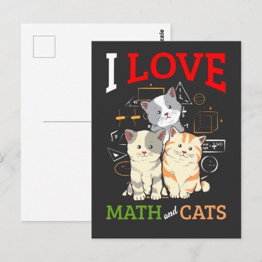 Funny Math and Cat Lover Animal Science Teacher Postcard | Zazzle