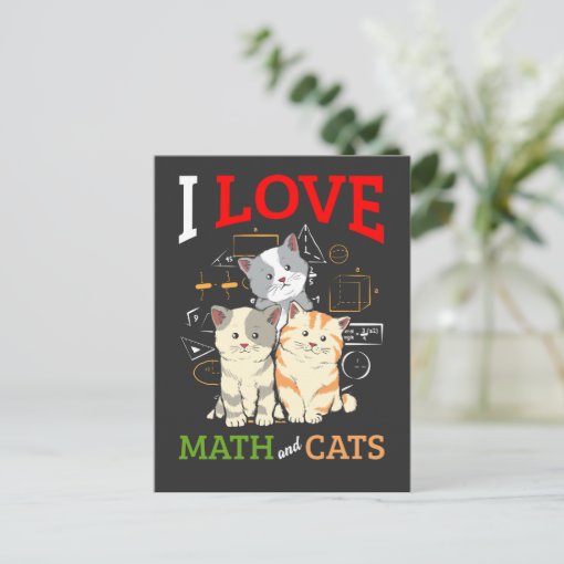 Funny Math and Cat Lover Animal Science Teacher Postcard | Zazzle