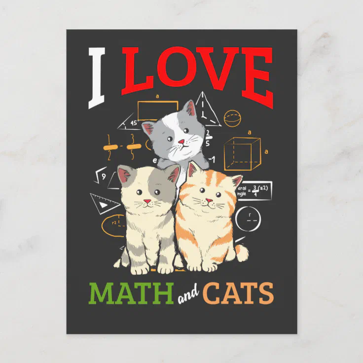 Funny Math and Cat Lover Animal Science Teacher Postcard | Zazzle