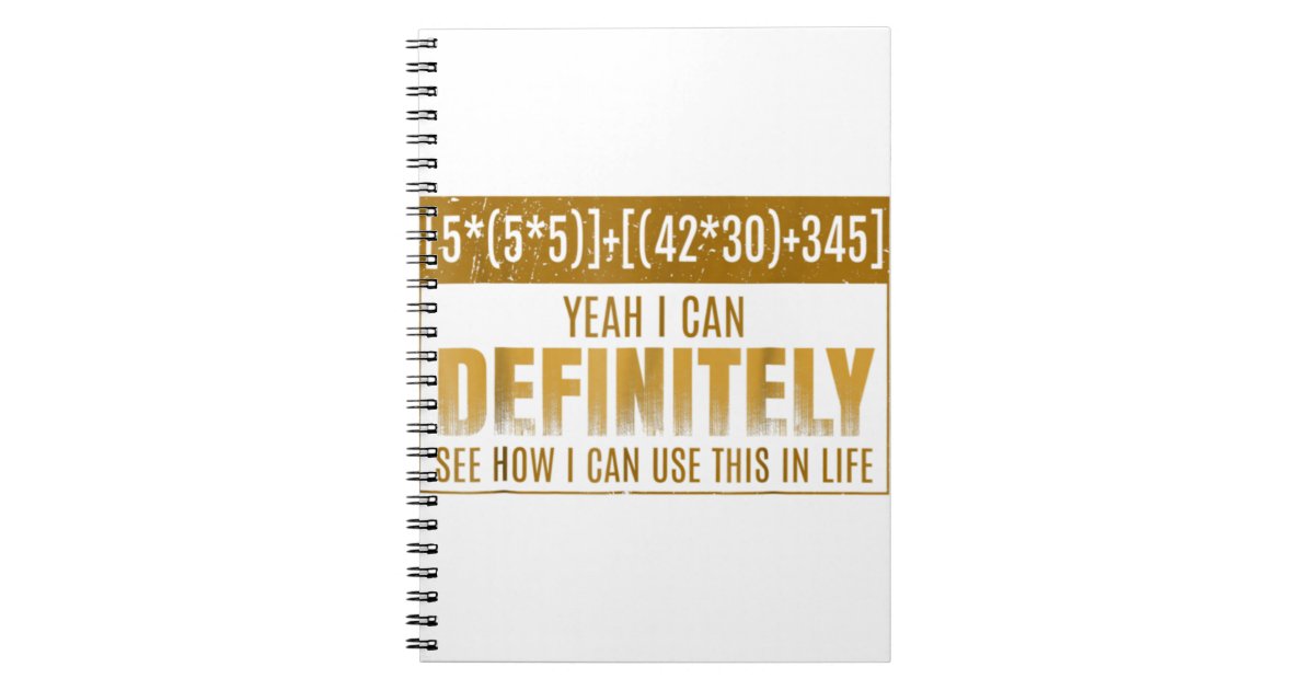 Funny Math Equation T-Shirt I Hate Math Puns Stude Notebook | Zazzle