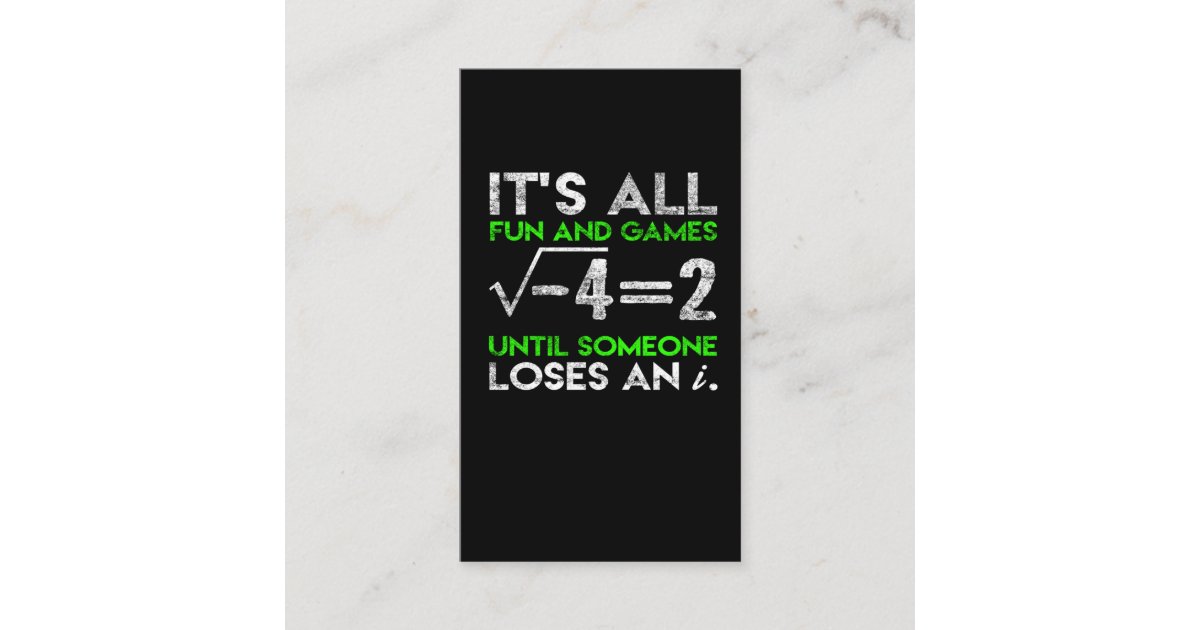 Funny Math Imaginary Number Equation Humor Business Card | Zazzle