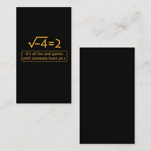 Funny Math Joke - imaginary number missing Business Card | Zazzle