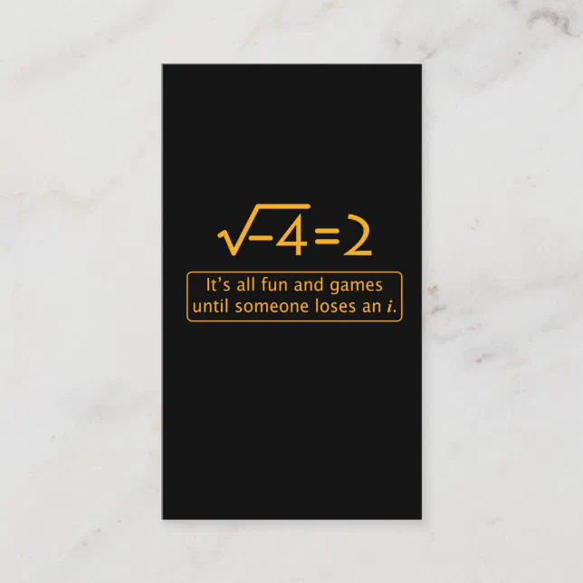 Funny Math Joke - imaginary number missing Business Card | Zazzle