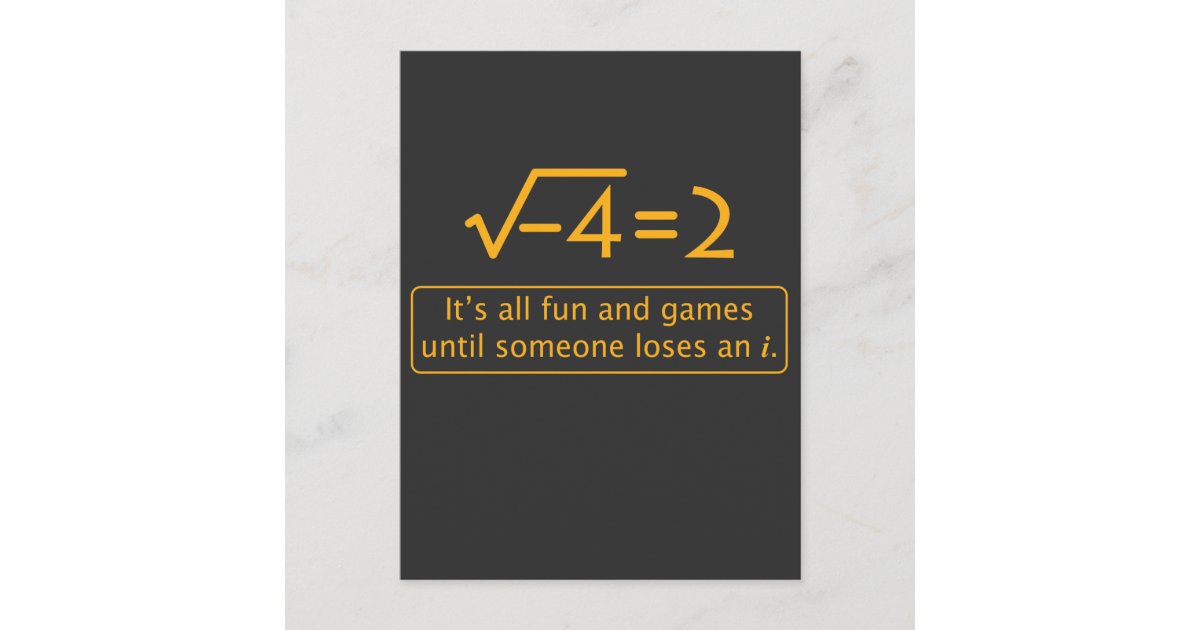 Funny Math Joke - imaginary number missing Postcard | Zazzle