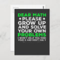Funny Math Problems School Mathematics Struggle Postcard | Zazzle
