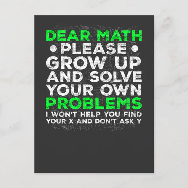 Funny Math Problems School Mathematics Struggle Postcard | Zazzle