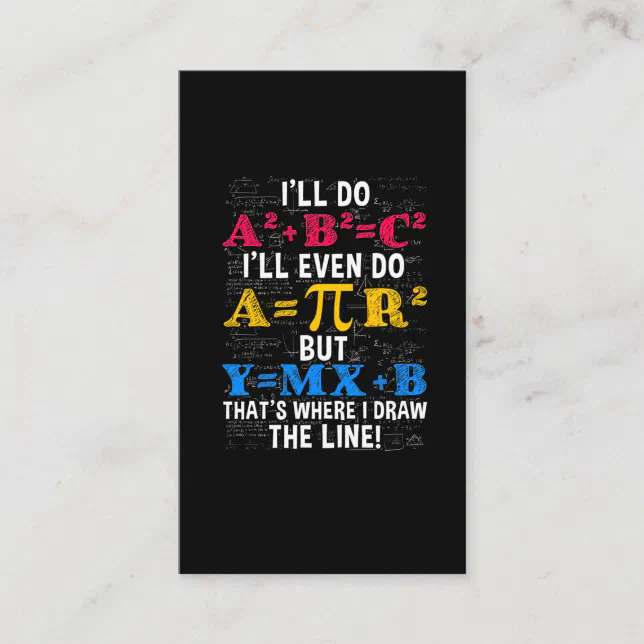 Funny Math Teacher Humor Algebra Mathematics Joke Business Card | Zazzle