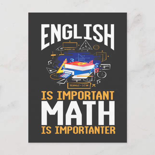 Funny Math Teacher Struggle English Problems Postcard | Zazzle