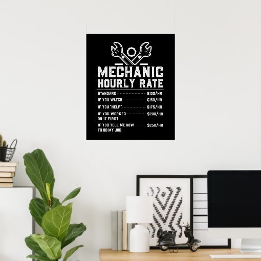 funny mechanic word art work poster | Zazzle
