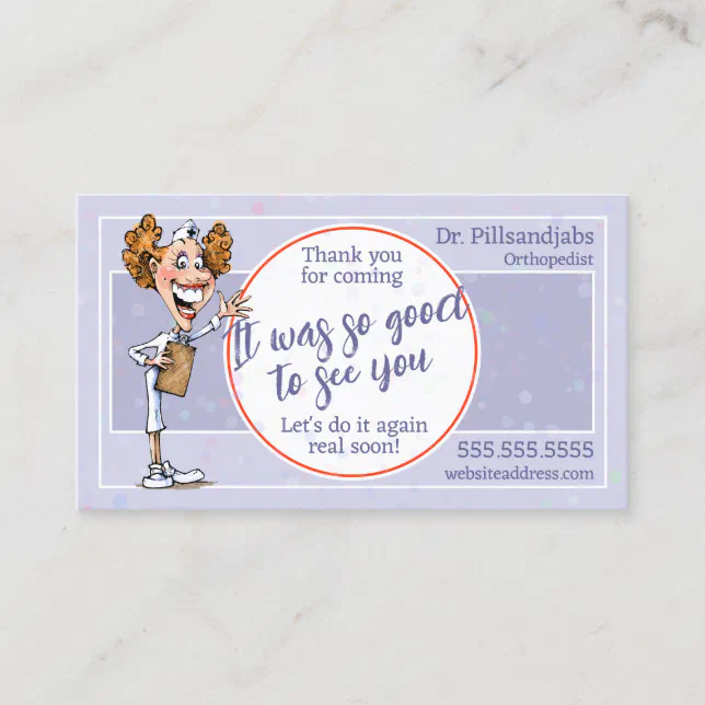 Funny Medical Appointment Reminder Happy Nurse Business Card Zazzle