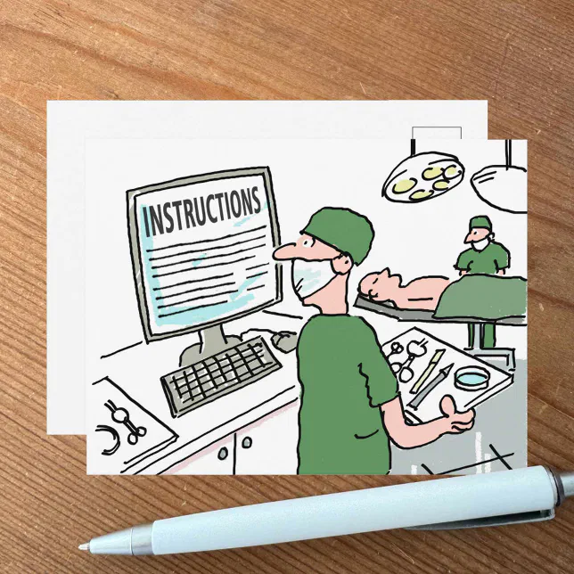 Funny Medical Card - Surgeon Checks Instructions | Zazzle