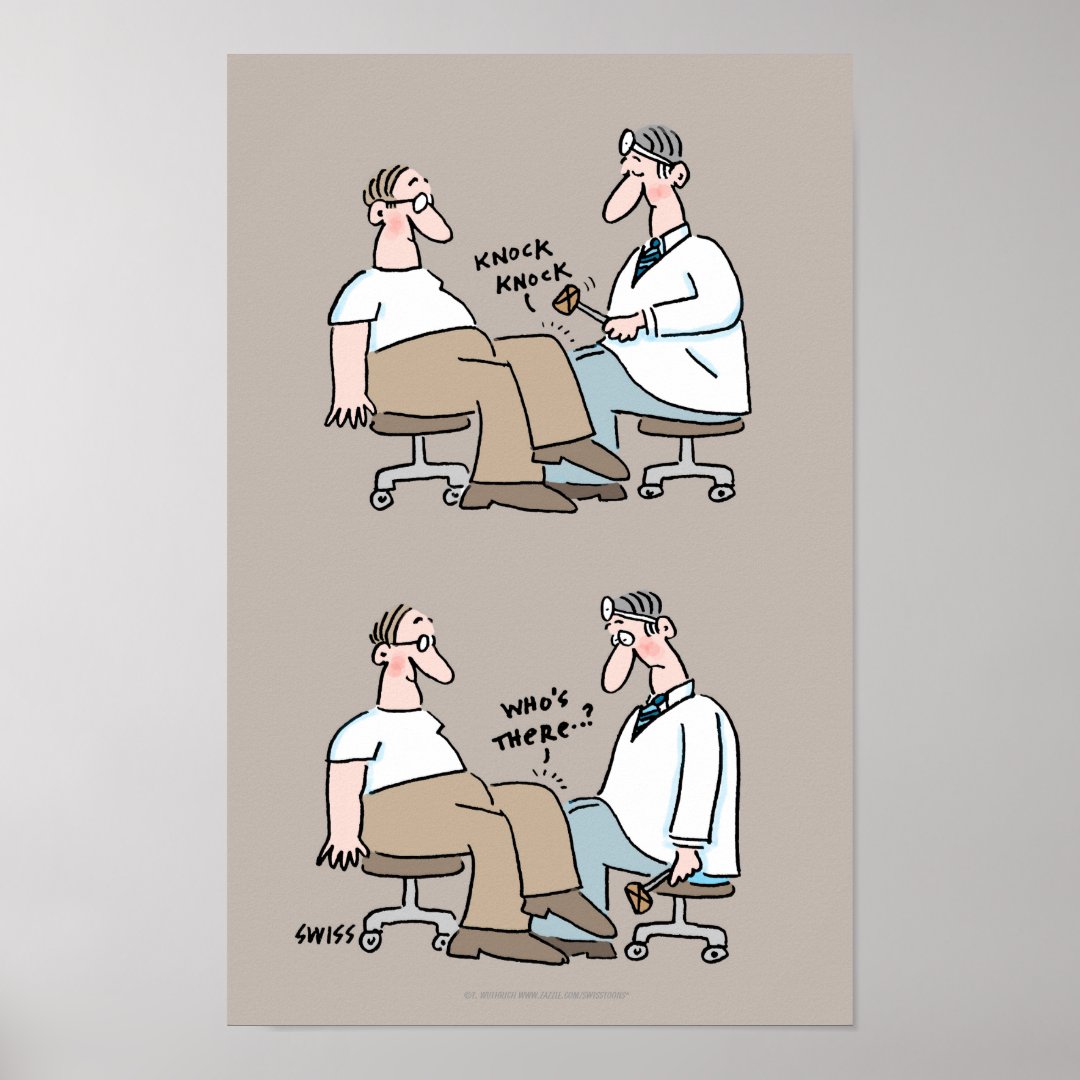Funny Medical Office Poster Doctor Checks Reflexes | Zazzle