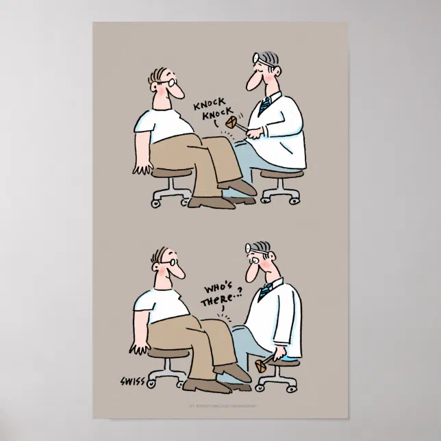 Funny Medical Office Poster Doctor Checks Reflexes | Zazzle