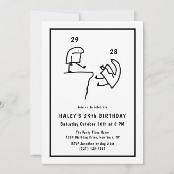 Funny Meme Humor Simple Black White 29th Birthday Invitation | Zazzle