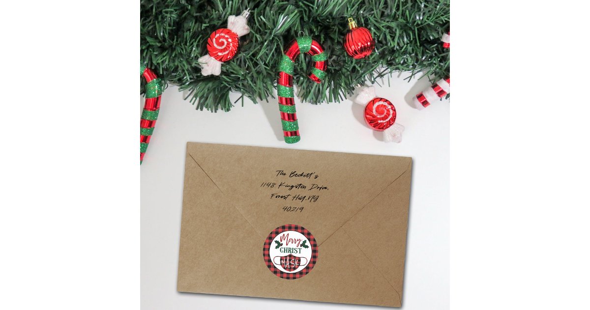 Funny "Merry Christ Mask" Modern Holiday Classic Round Sticker | Zazzle