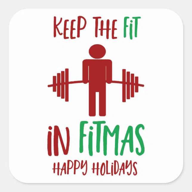 Funny Merry Christmas Fitmas Pun Trainer Square Sticker | Zazzle