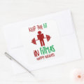 Funny Merry Christmas Fitmas Pun Trainer Square Sticker | Zazzle