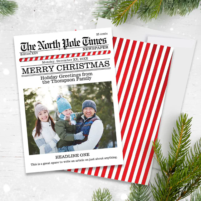 Funny Merry Christmas One Photo North Pole News Holiday Card | Zazzle
