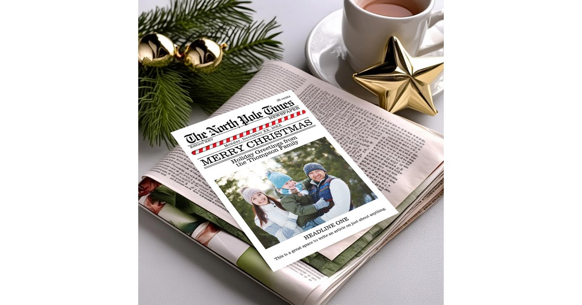 Funny Merry Christmas One Photo North Pole News Holiday Card | Zazzle