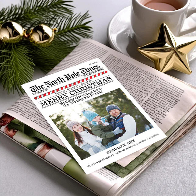 Funny Merry Christmas One Photo North Pole News Holiday Card | Zazzle