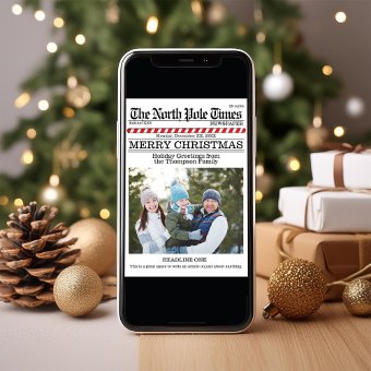 Funny Merry Christmas One Photo North Pole News Holiday Card | Zazzle