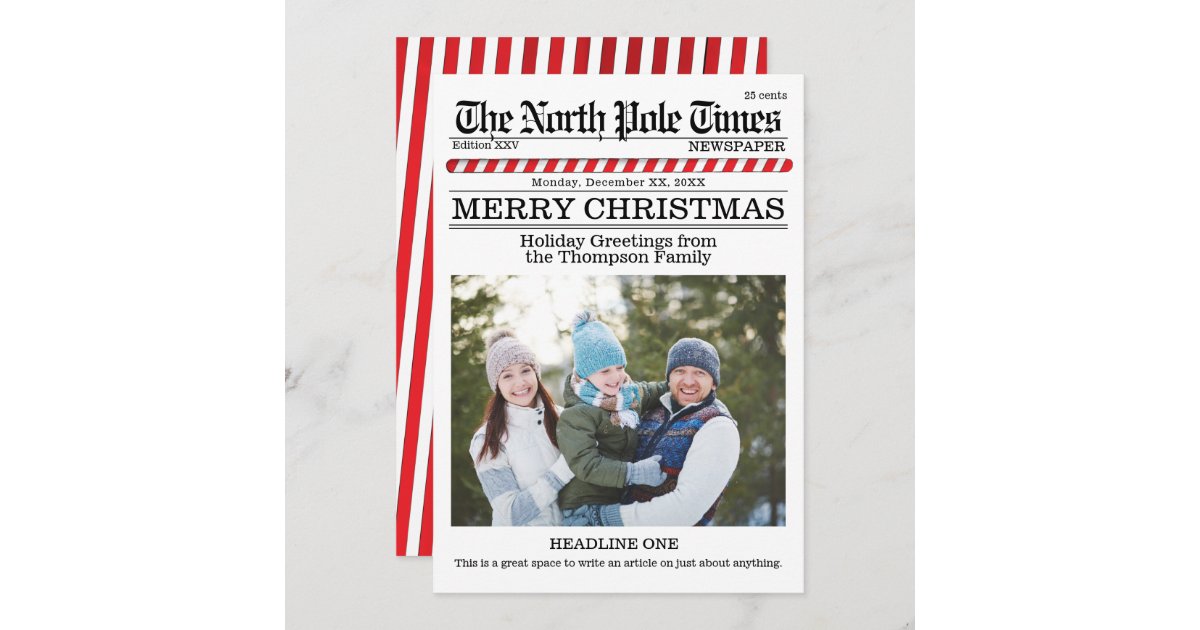 Funny Merry Christmas One Photo North Pole News Holiday Card | Zazzle