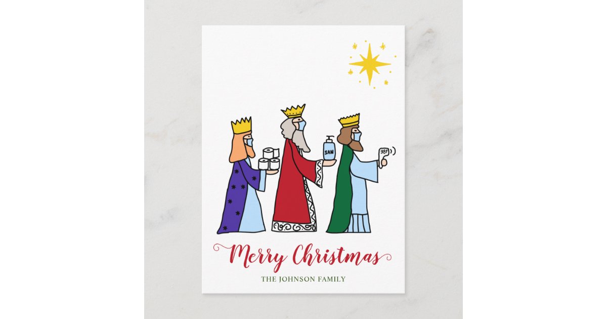 Funny Merry Christmas Three Kings Holiday Postcard | Zazzle