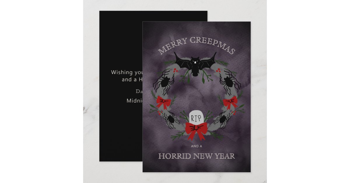 Funny Merry Creepmas Wreath Holiday Card | Zazzle