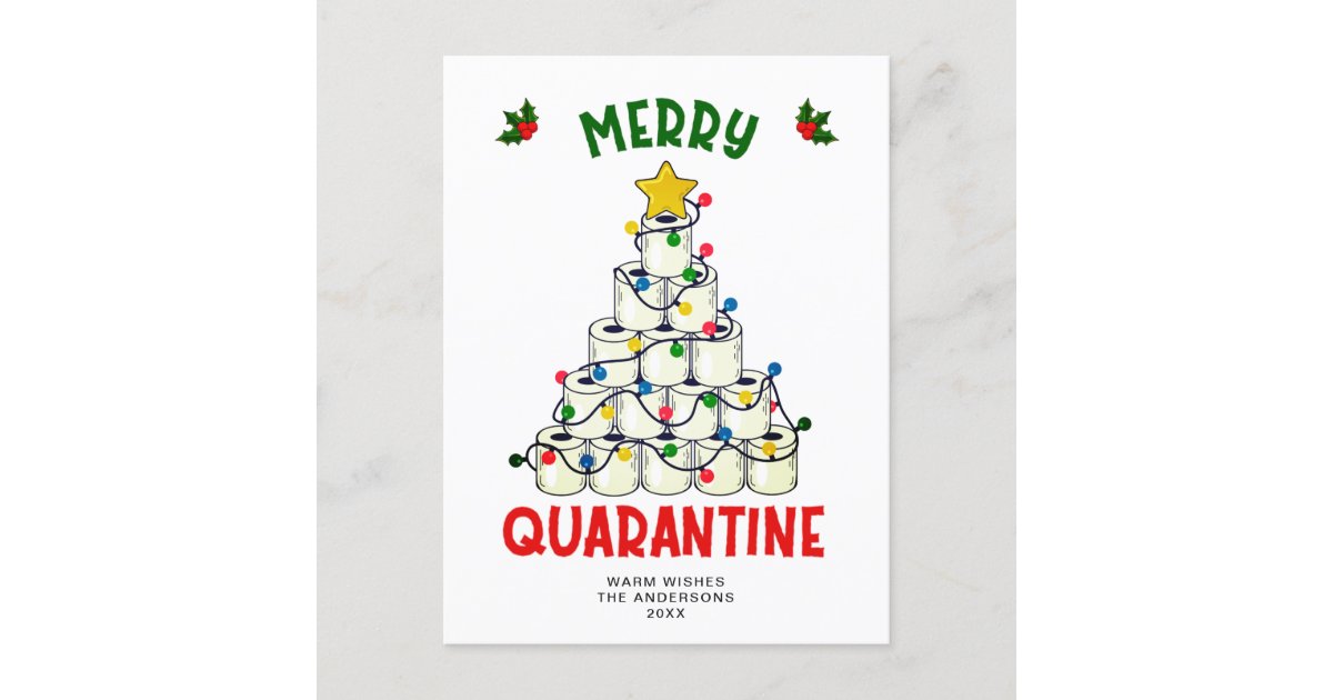Funny Merry Quarantine Christmas Greeting Holiday Postcard | Zazzle