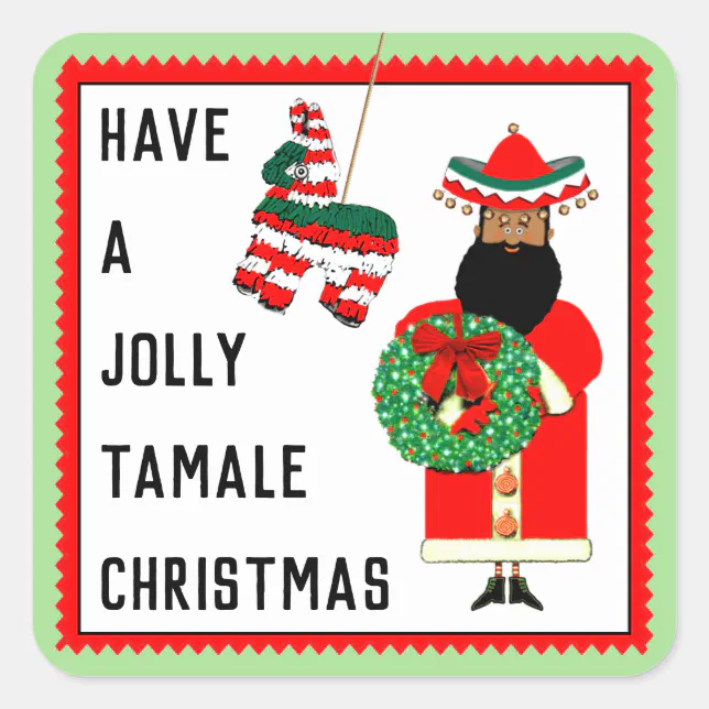 Funny Mexican Santa Christmas Square Sticker | Zazzle
